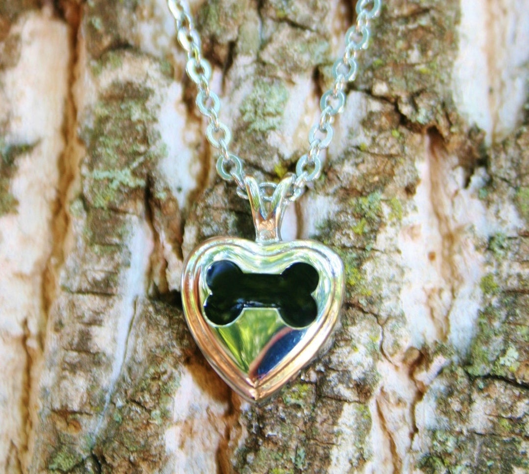 Dog Bone Heart Pet Cremation Jewelry for Ashes Urn Necklace Ash Pendant ...