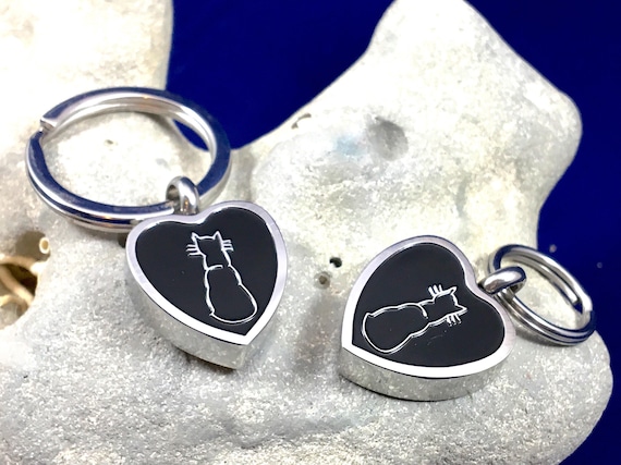 Keyring Keychain Cat Heart Cremation Urn for Ash Pendant - Etsy