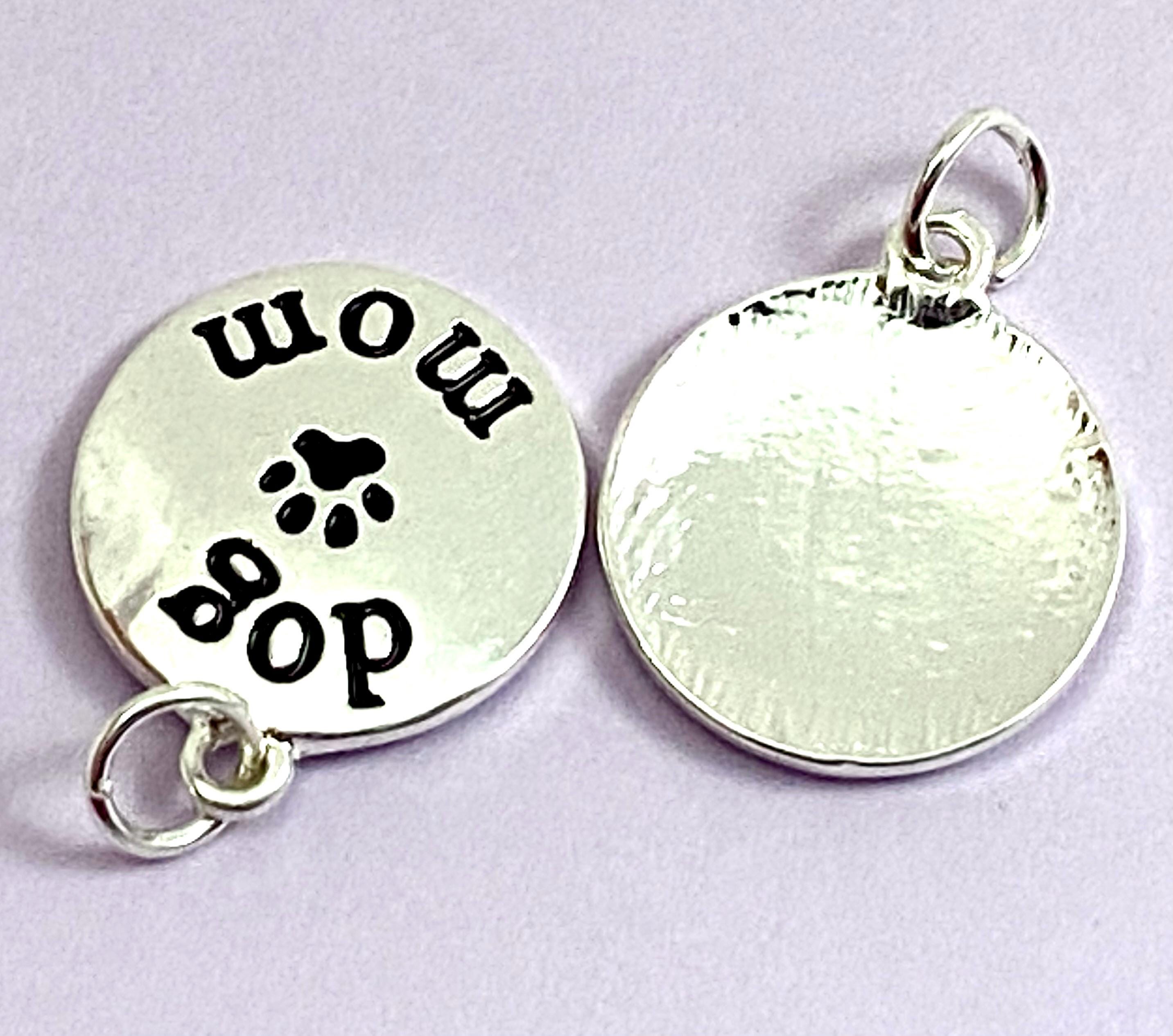 Dog Mom Charm Sterling Silver Plt Pendant Paw Print Handmade Jewelry ...