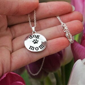 Dog Mom Charm Sterling Silver Plt Pendant Paw Print Handmade Jewelry ...