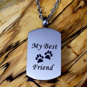 Men's Dog Tag Pet Cremation Jewelry My Best Friend Paw Prints for Ashes ...