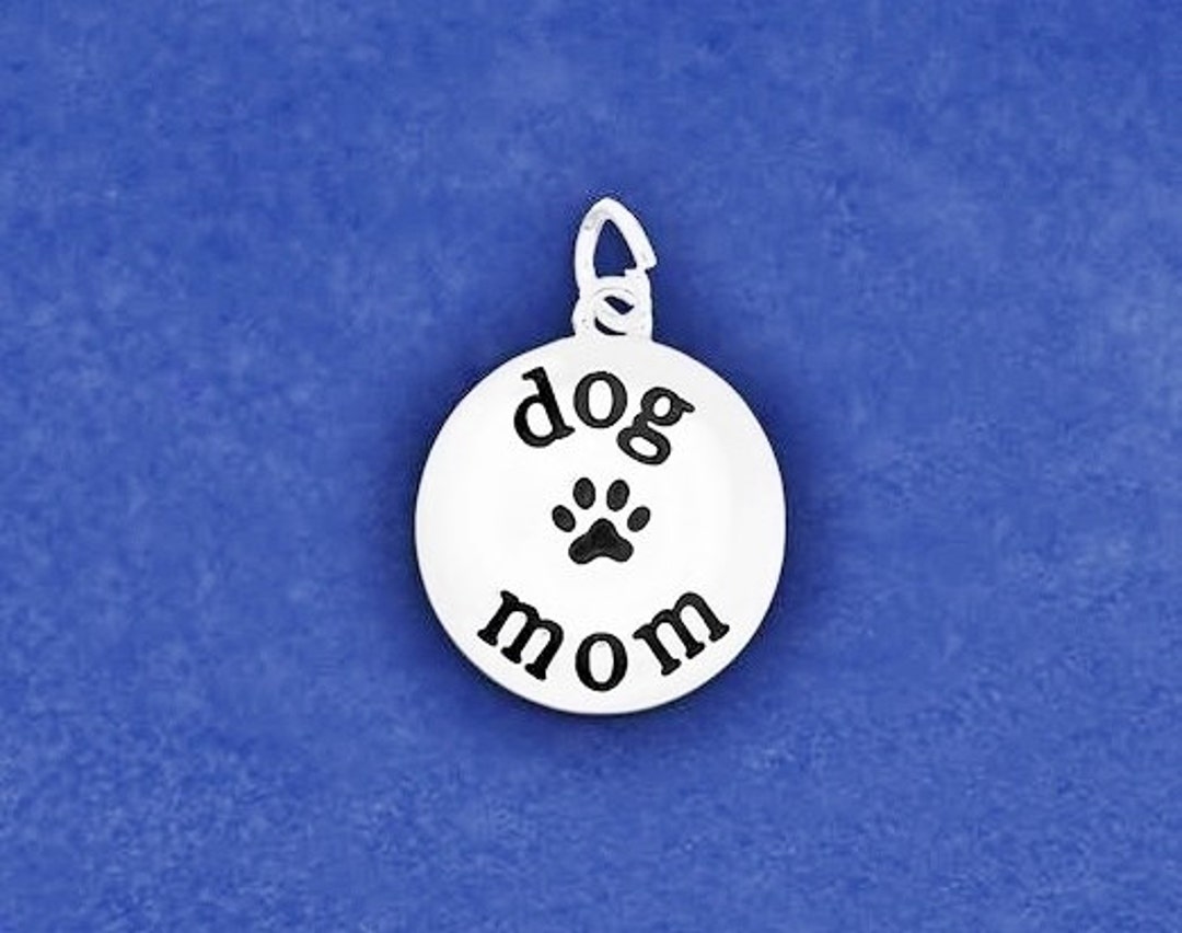 Dog Mom Charm Sterling Silver Plt Pendant Paw Print Handmade Jewelry ...