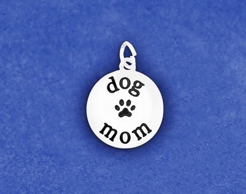 Dog Mom Charm Sterling Silver Plt Pendant Paw Print Handmade - Etsy