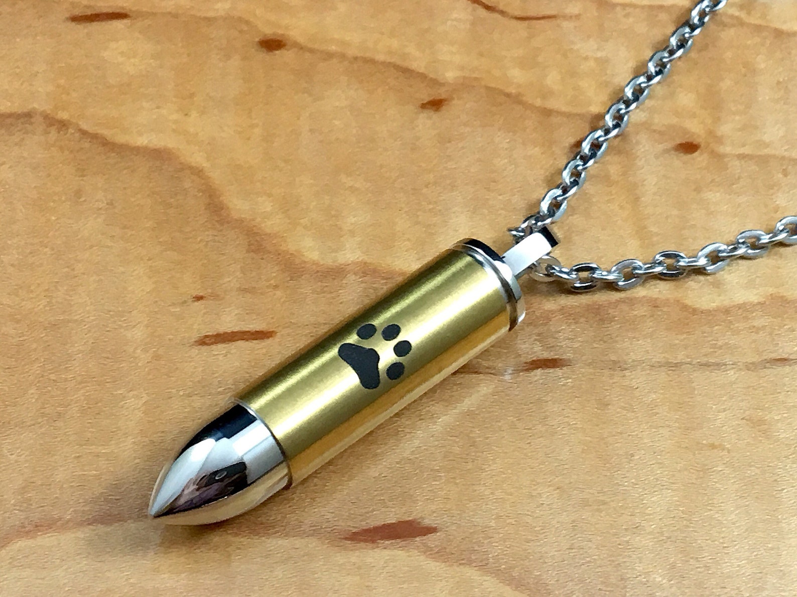 Mens Pet Cremation Jewelry Gold Bullet for Ashes Urn Necklace - Etsy