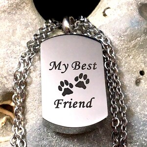 Men's Dog Tag Pet Cremation Jewelry My Best Friend Paw Prints for Ashes ...