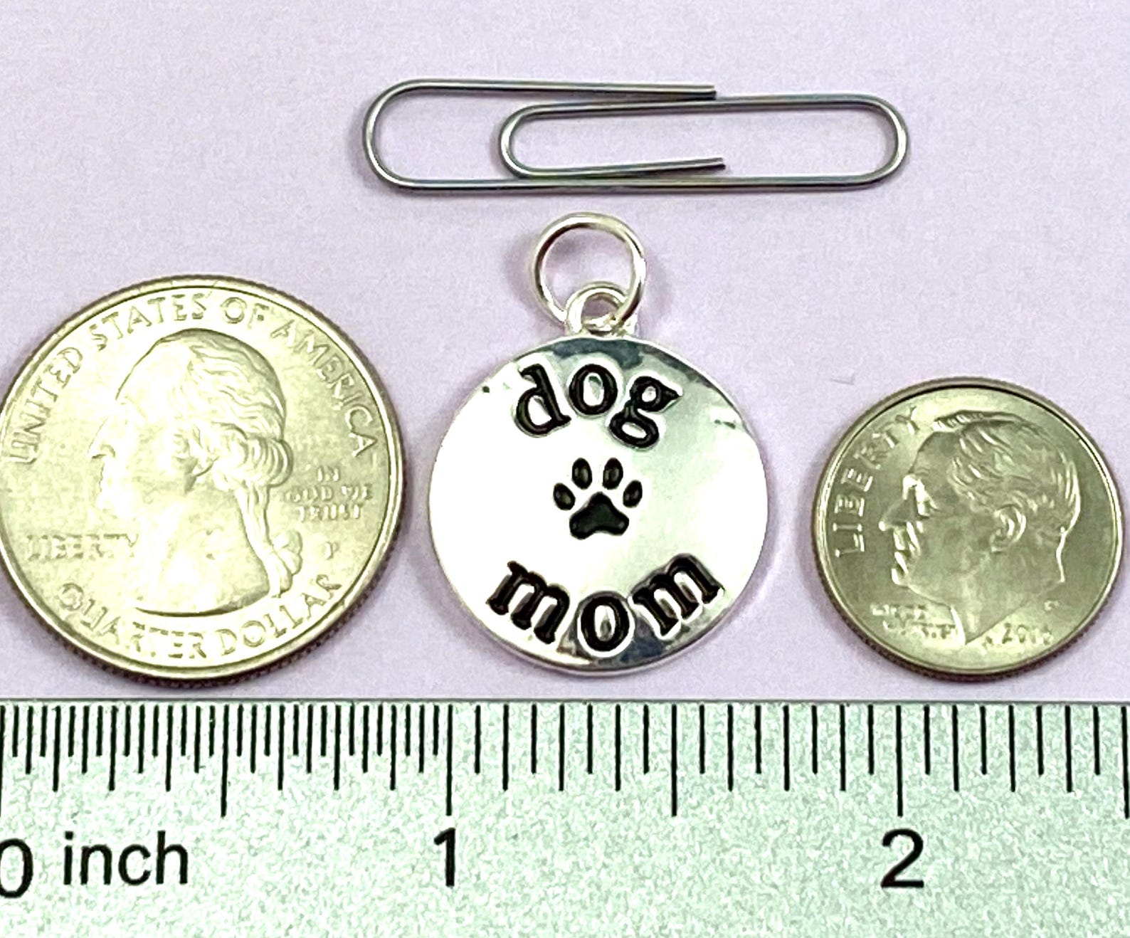 Dog Mom Charm Sterling Silver Plt Pendant Paw Print Handmade Jewelry ...