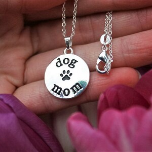 Dog Mom Charm Sterling Silver Plt Pendant Paw Print Handmade Jewelry ...