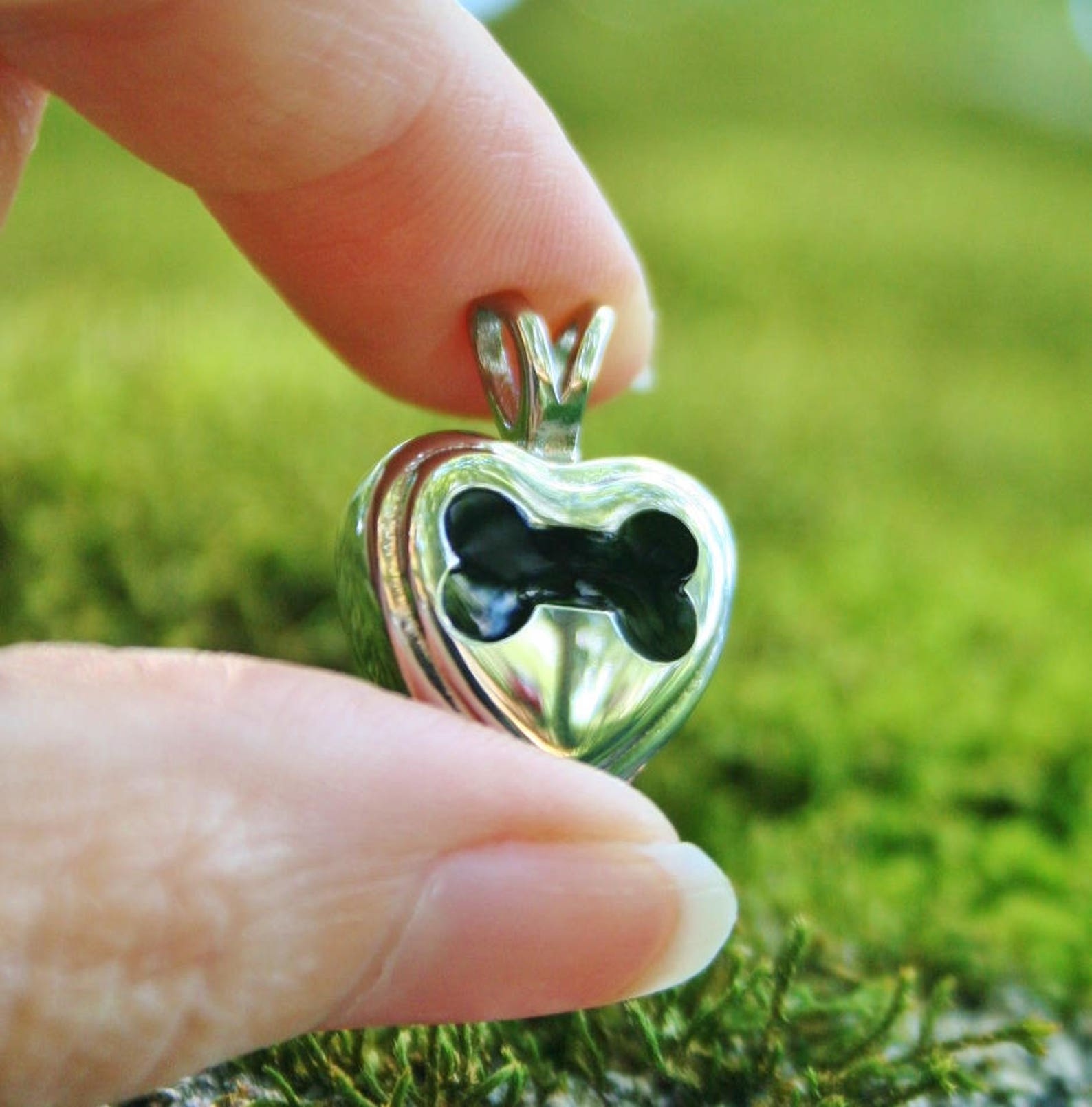 Dog Bone Heart Pet Cremation Jewelry for Ashes Urn Necklace Ash Pendant ...