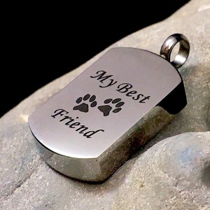 Men's Dog Tag Pet Cremation Jewelry My Best Friend Paw Prints for Ashes ...