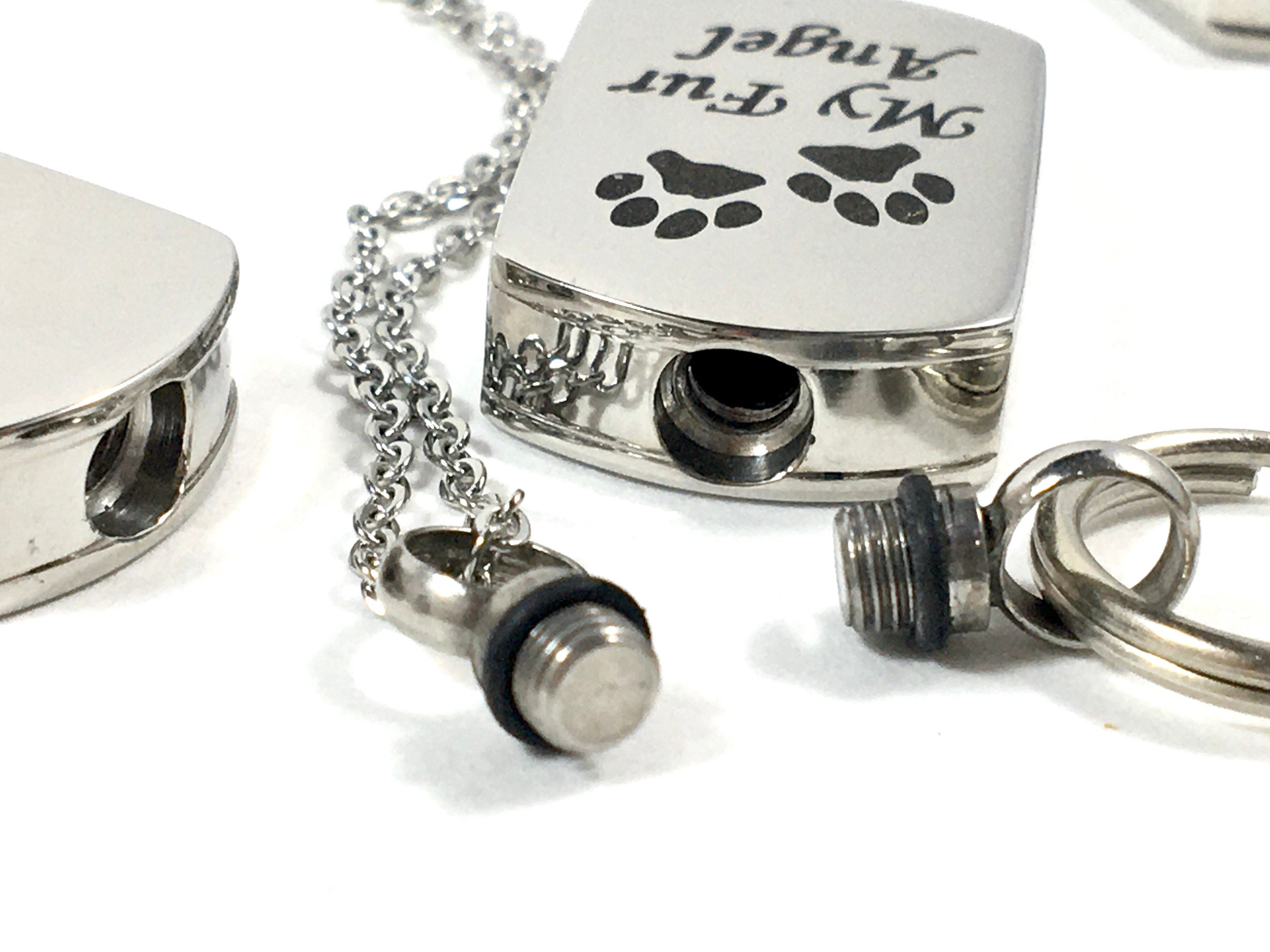 Dog Tag Pet Cremation Jewelry My Fur Angel Best Friend Paw Prints Ashes ...