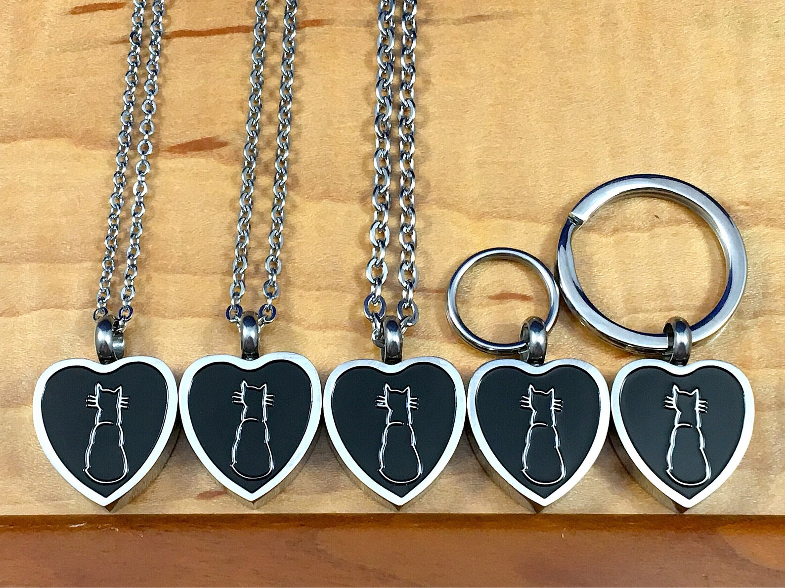 Keyring Keychain Cat Heart Cremation Urn for Ash Pendant Necklace Chain ...