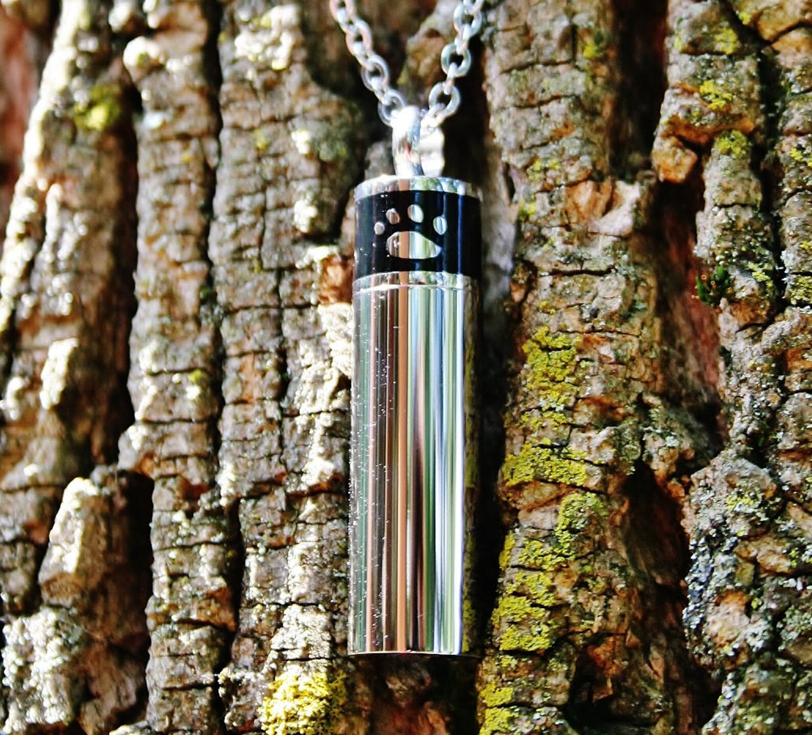 Mens Pet Cremation Key Chain Ring Urn for Ashes LARGE VIAL Paw Print ...