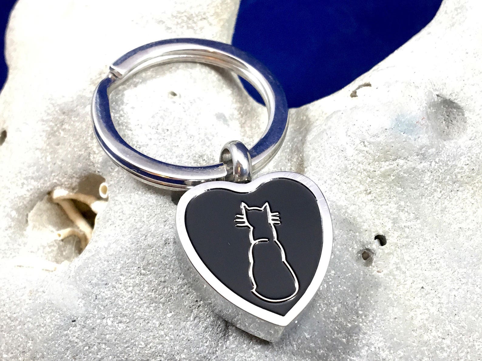 Keyring Keychain Cat Heart Cremation Urn for Ash Pendant Necklace Chain ...