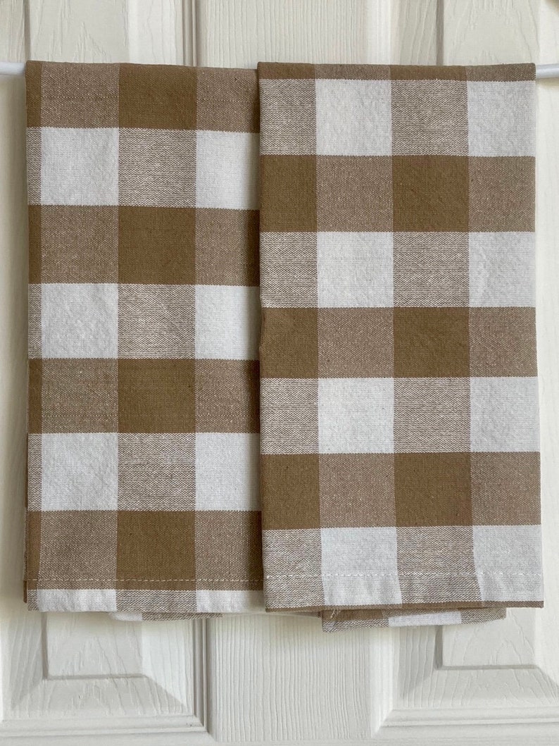 Buffalo Check Towels / French Country Kitchen / Tan Check / Cabin Decor ...