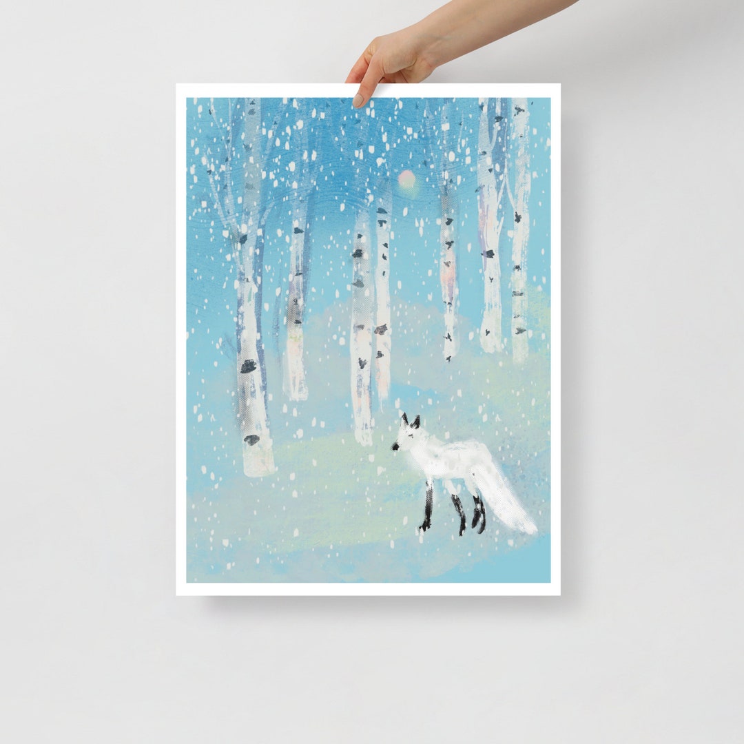 Winter White Fox Art Print - Etsy