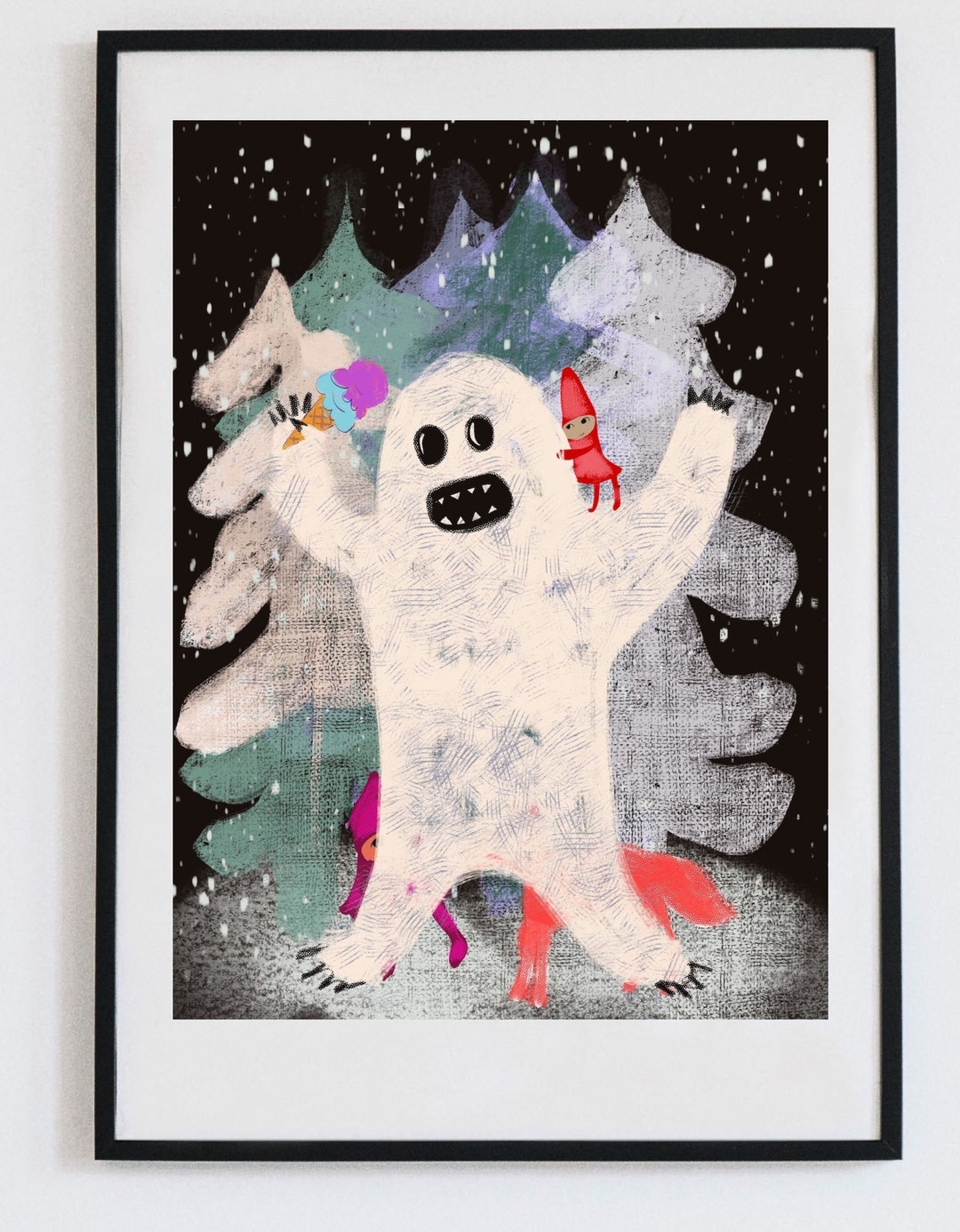 Yeti Christmas Art Print Wall Decor - Etsy