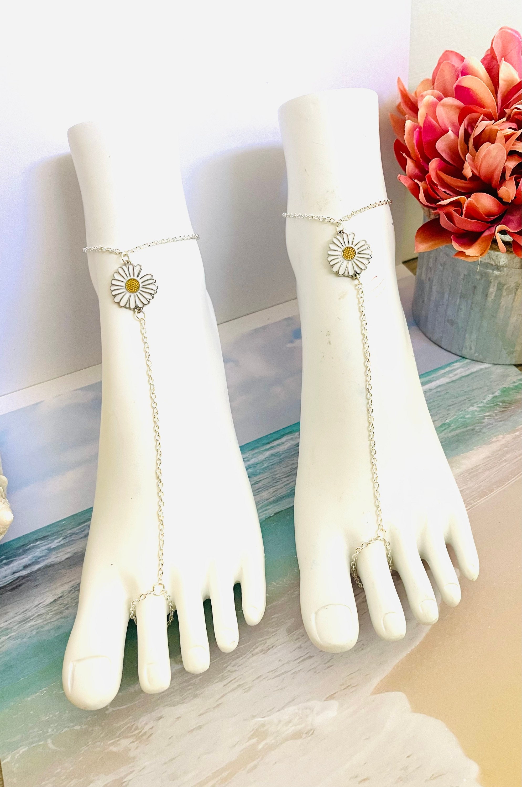 Barefoot Sandal Flower Barefoot Sandal Flower Anklet - Etsy