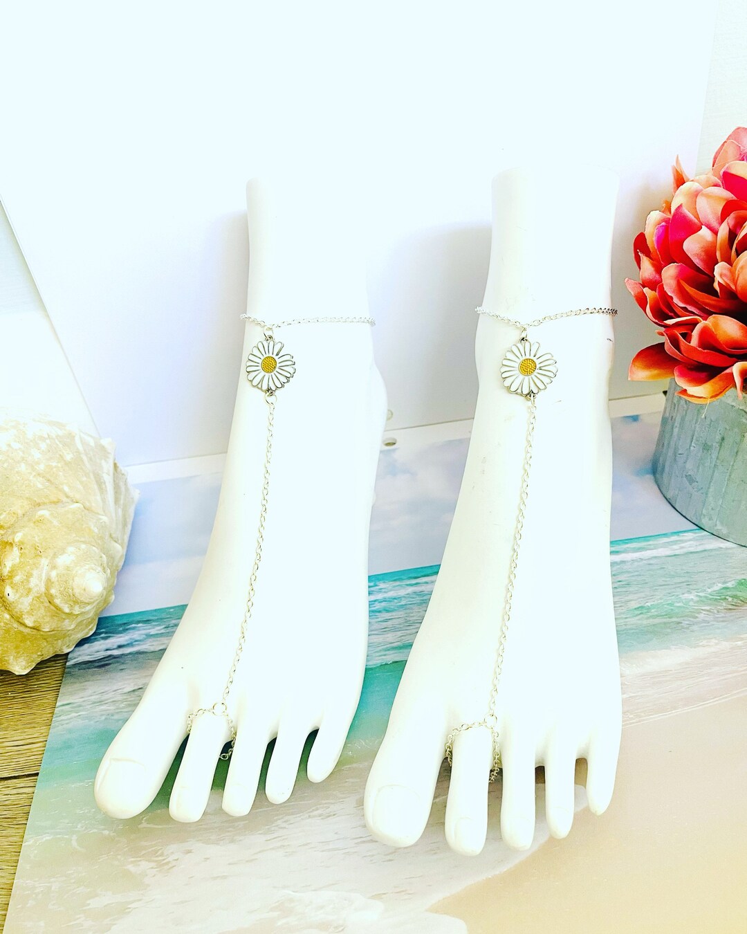 Barefoot Sandal Flower Barefoot Sandal Flower Anklet - Etsy