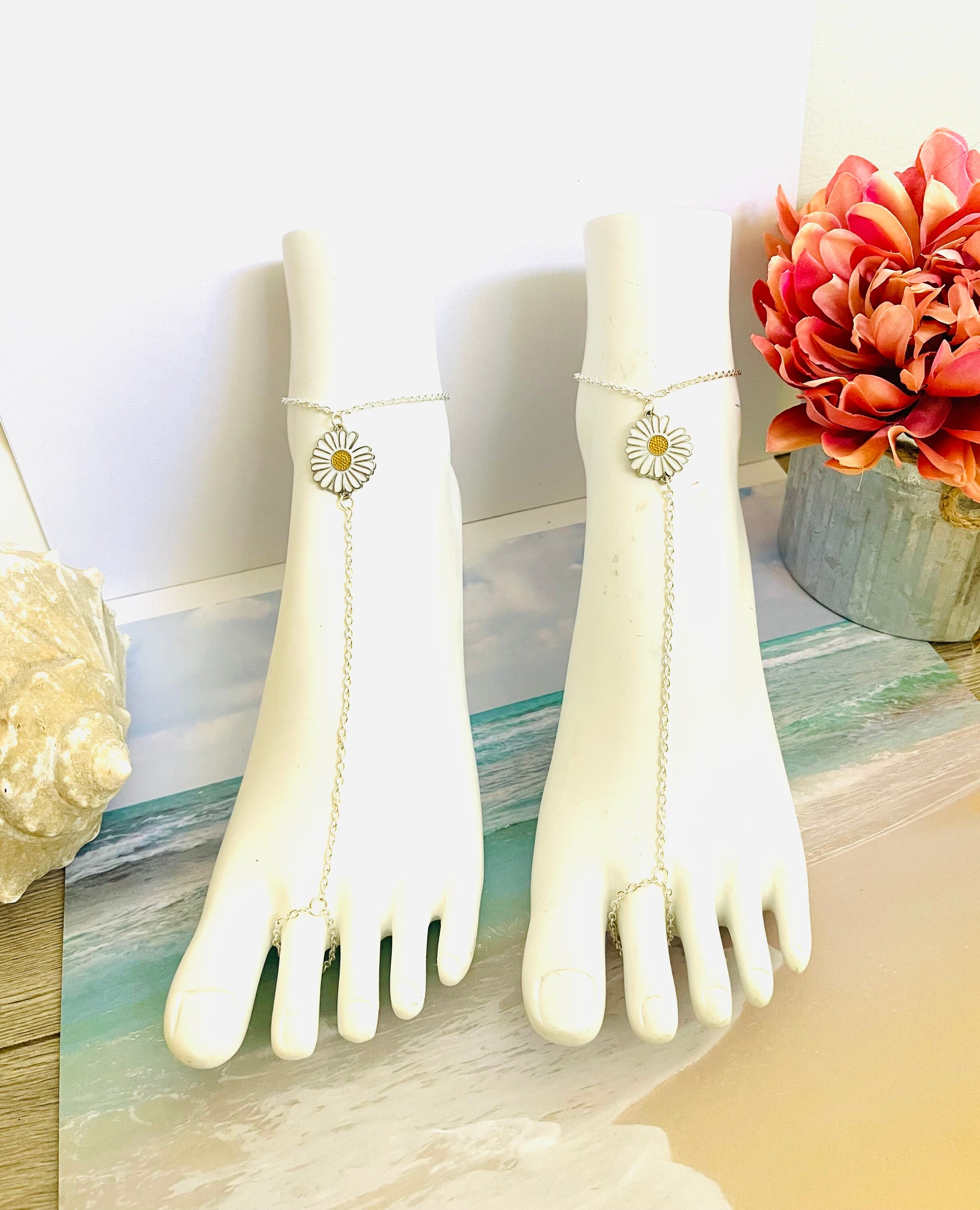 Barefoot Sandal Flower Barefoot Sandal Flower Anklet - Etsy
