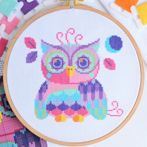Cute Owl Cross Stitch Pattern PDF Baby Cross Stitch Easy - Etsy