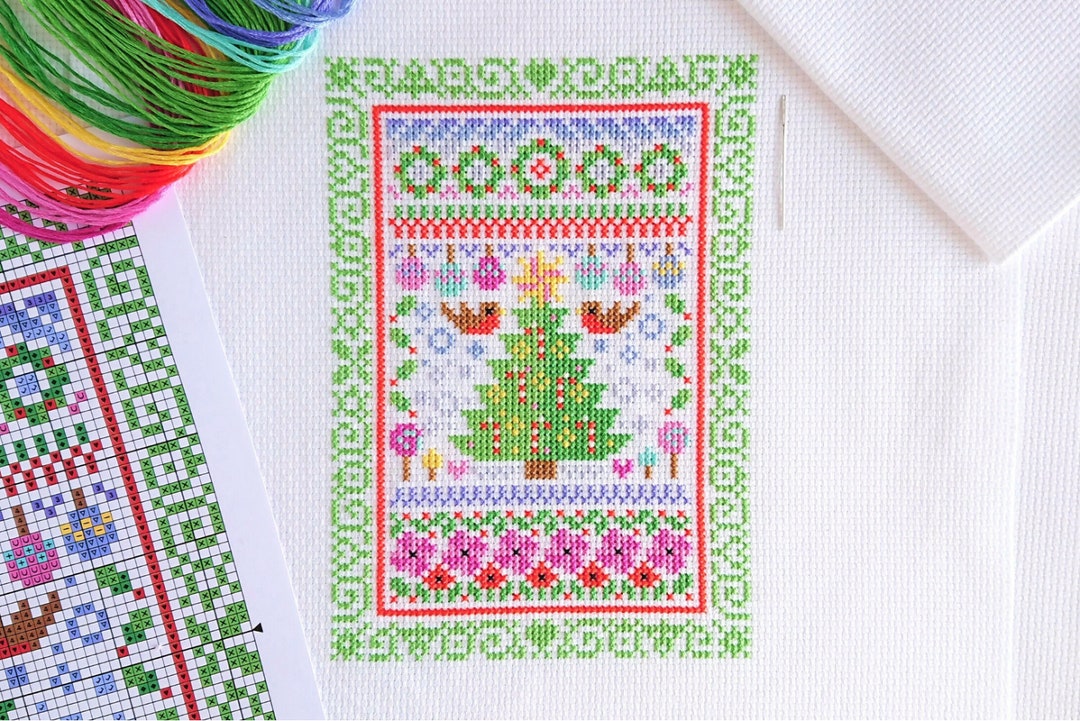 PATTERN Christmas Sampler Cross Stitch Chart - Bright Festive Easy ...