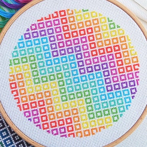 PATTERN Geometric Wave Cross Stitch Chart - Quick and Easy Bright ...