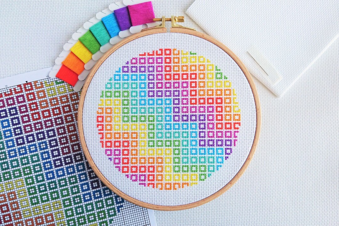 PATTERN Geometric Wave Cross Stitch Chart - Quick and Easy Bright ...