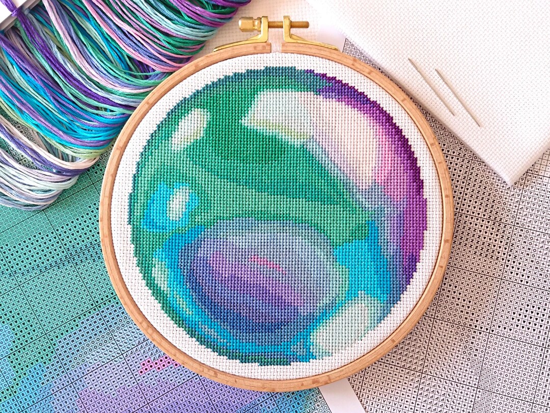 PATTERN Green Marble Cross Stitch Chart - Colourful Natural Shaded ...