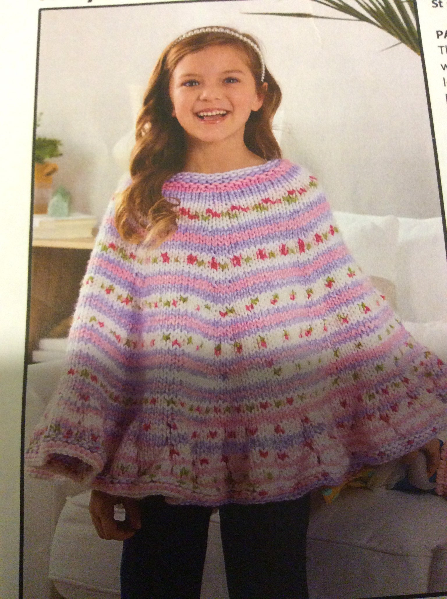 Girls Rosy Day Knitted Poncho Size 2-4 - Etsy