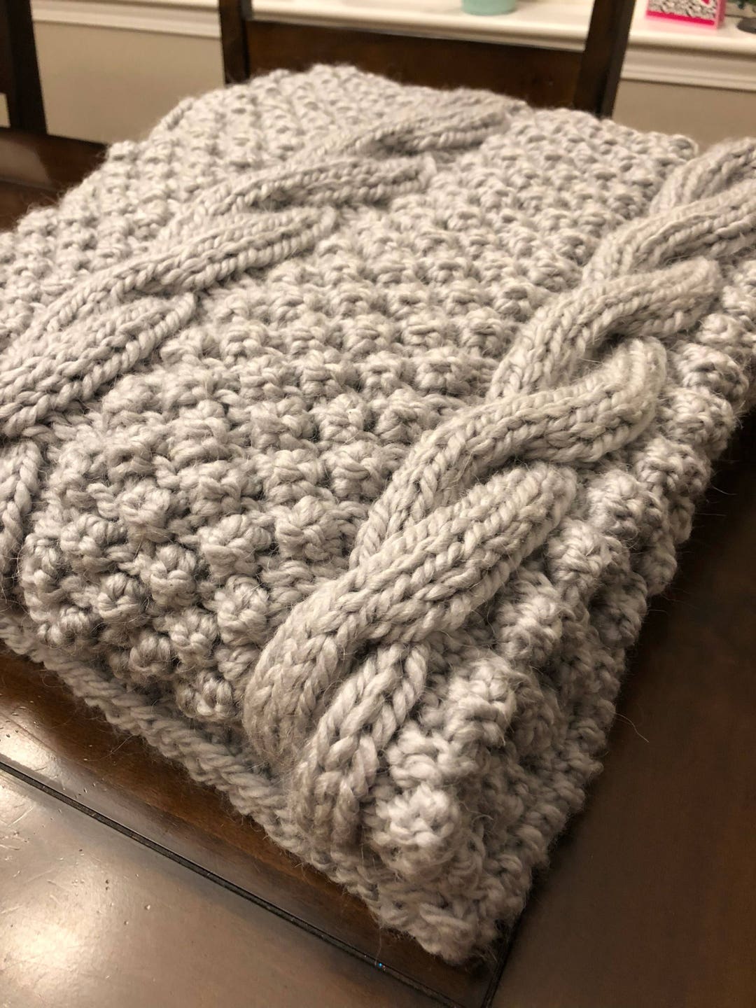 Bobbles and Cables Alpaca Knit Throw - Etsy