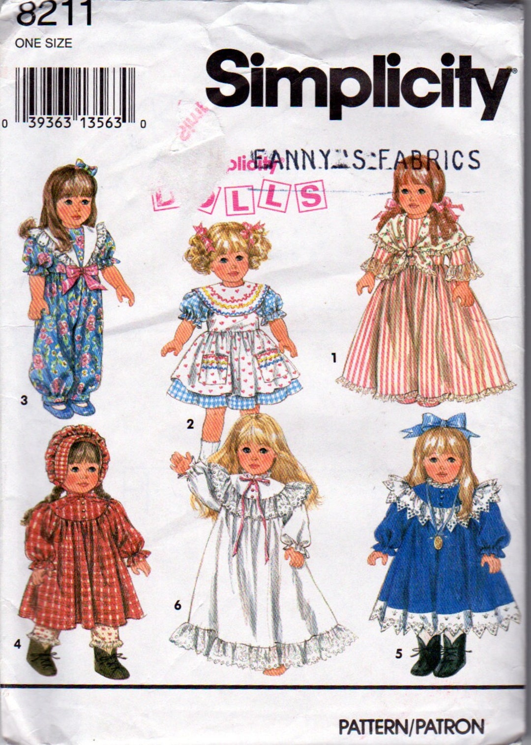 Simplicity 8211, Doll Sewing Pattern, Wardrobe for 18 Inch Dolls, Doll ...