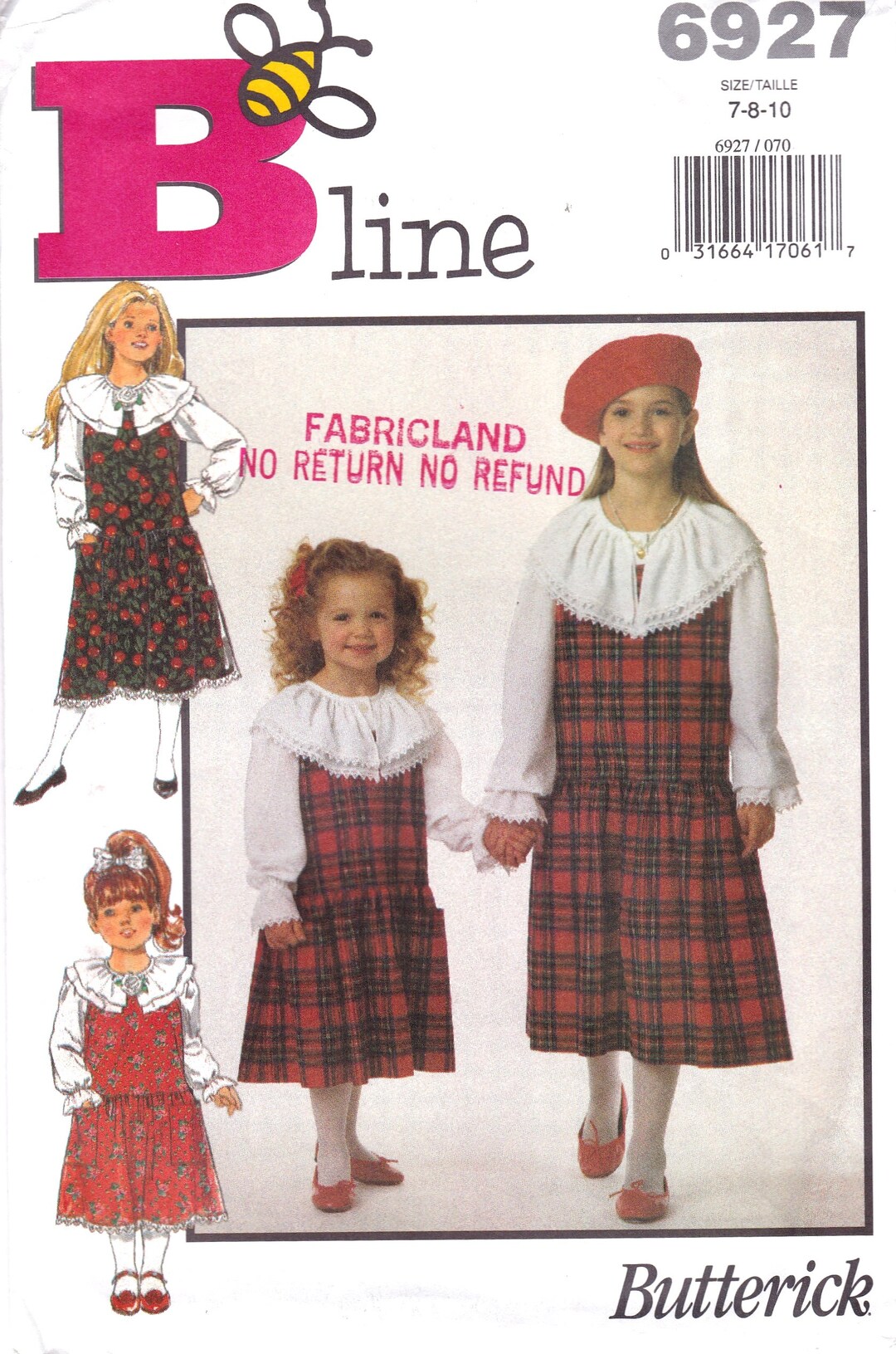 Butterick 6927, Sewing Pattern, Girls Sizes 7, 8, 10, Pullover Dropped ...