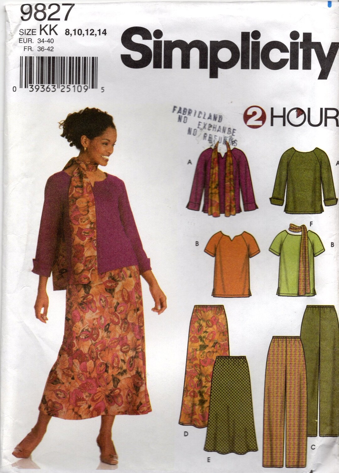 Simplicity 9827, Sewing Pattern, Misses 2 Hour Separates, Top in Long ...