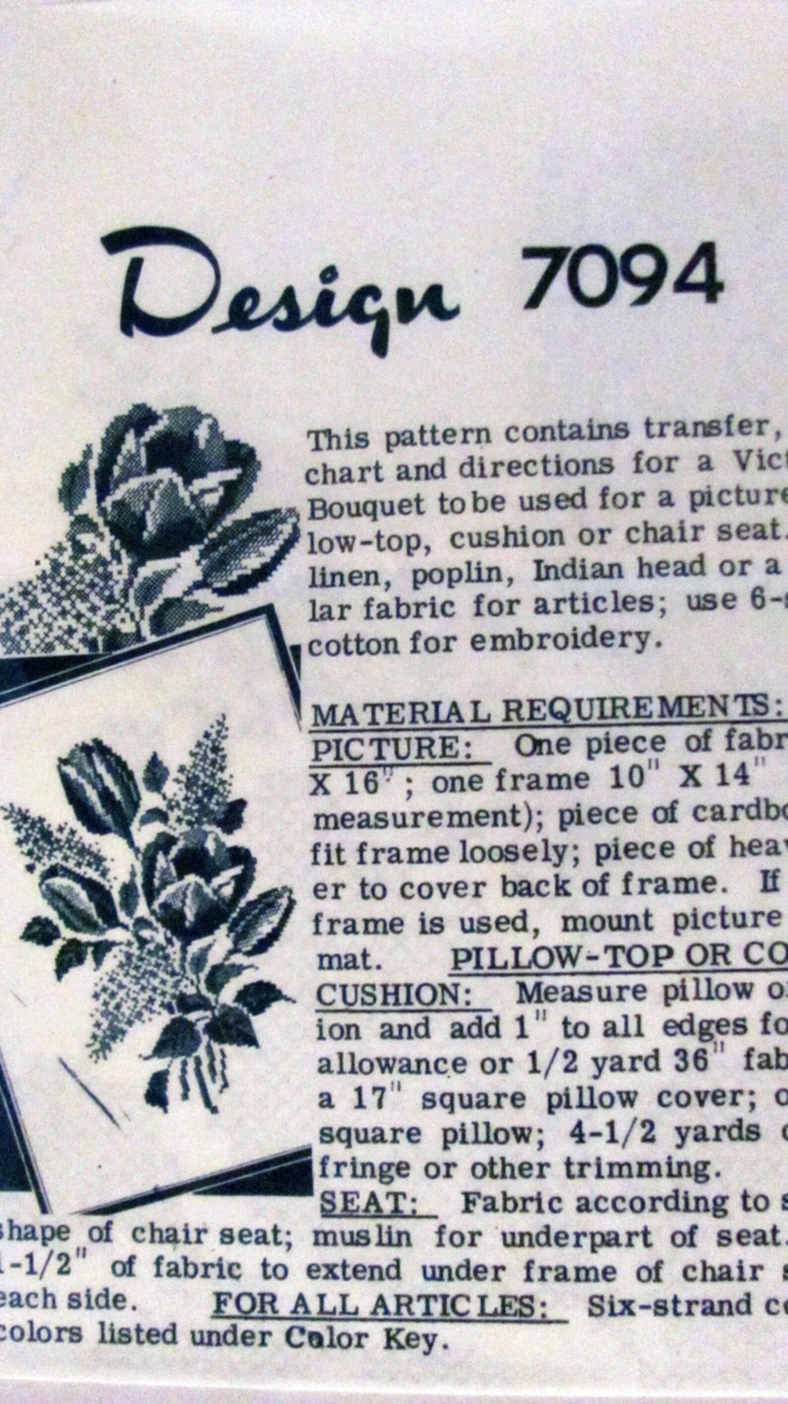 Victorian Bouquet Cross Stitch Transfer Pattern, Laura Wheeler 7094 ...