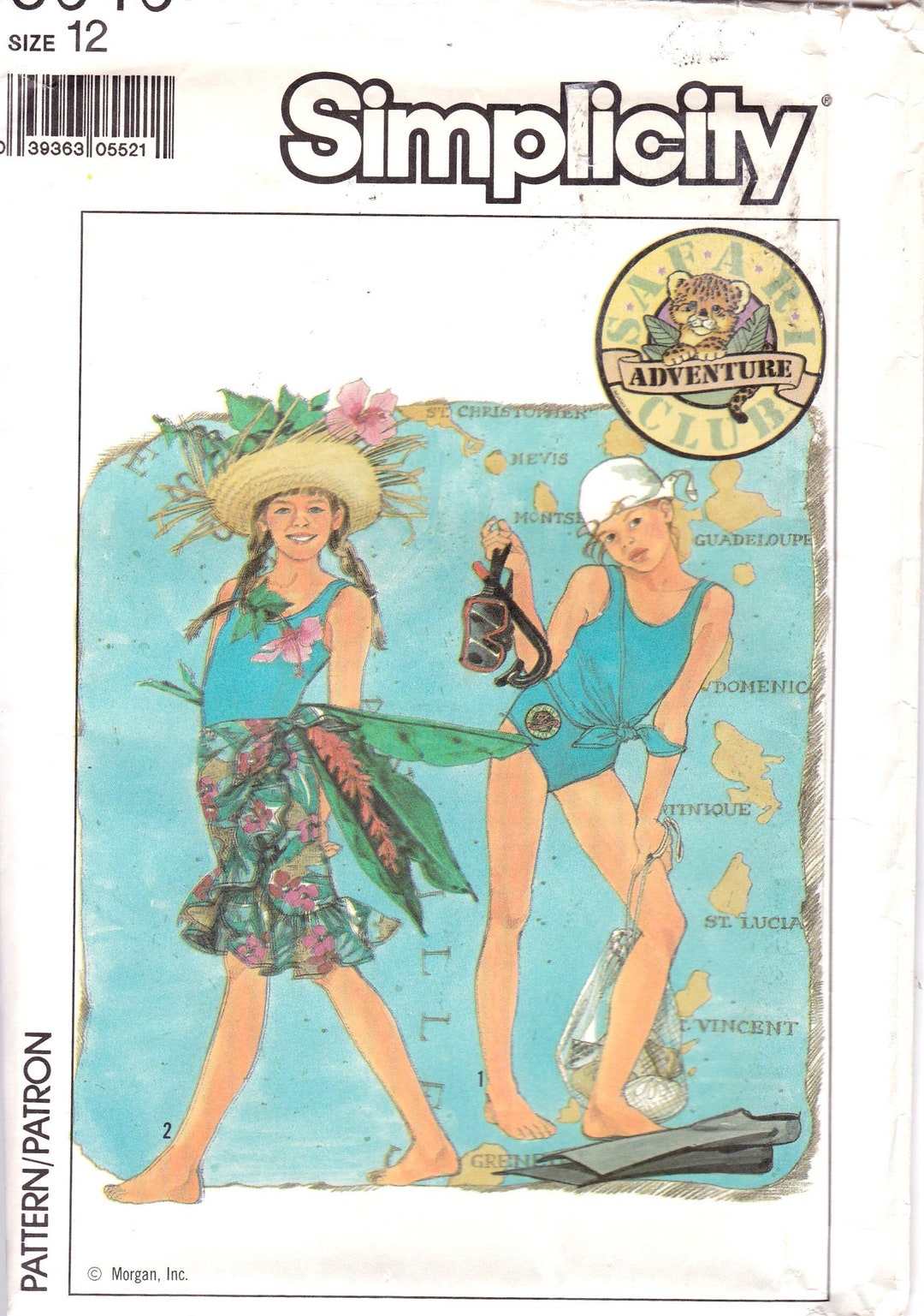 Girls Wrap Skirt and Scoop Neck Bathing Suit With Side Tie, Wrap Skirt ...