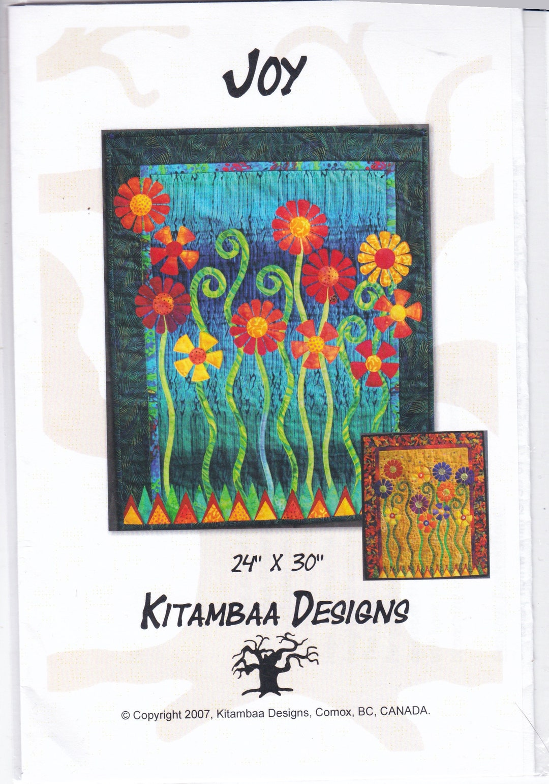 Joy a Fanciful Flower Quilted Wall Hanging Pattern, 24 X 30 Inches, by ...