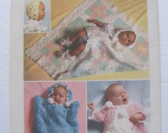 Simplicity 5488, a 1972 Crochet Baby Layette Crochet Patterns, Blanket ...