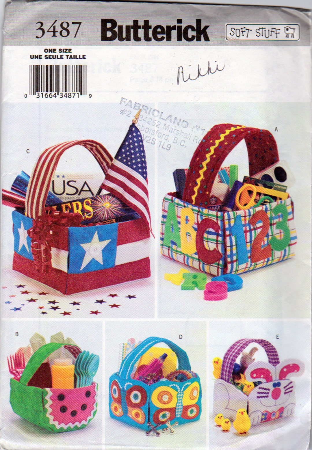 Fabric Baskets, July 4th Basket, 123 ABC Basket, Watermelon Basket ...