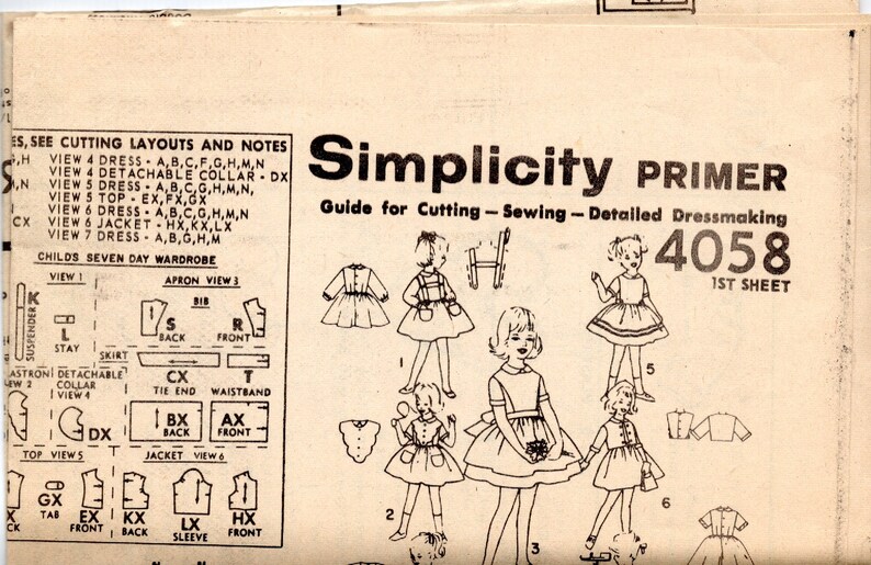 Simplicity 4058, a Girl's Size 3 Dress Pattern. 7 Day Dress Wardrobe. A ...