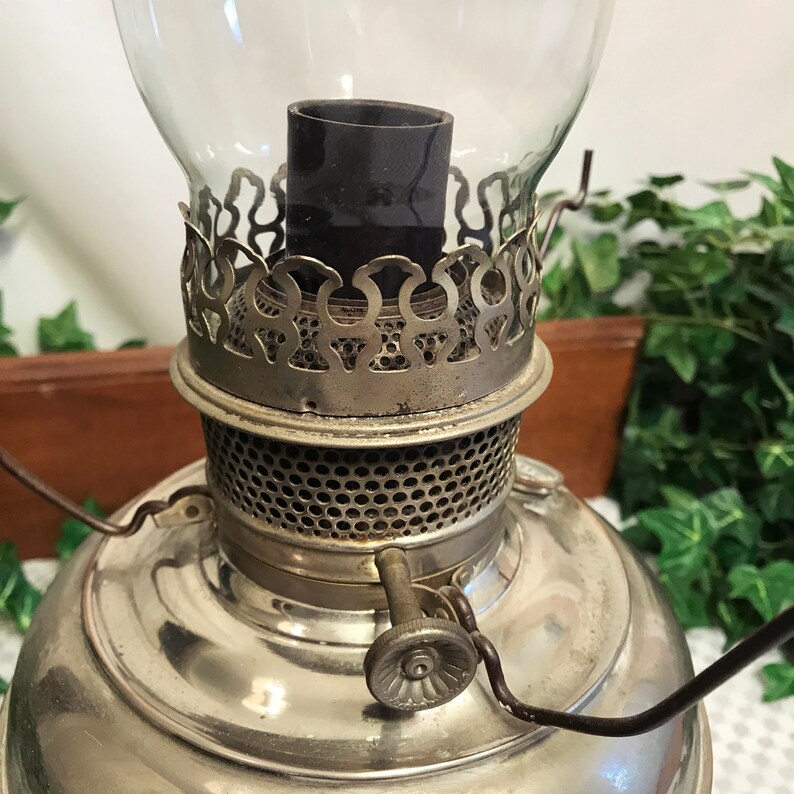 Lighting Antique Brass Rayo Kerosene Oil Lamp w Green Globe Home ...