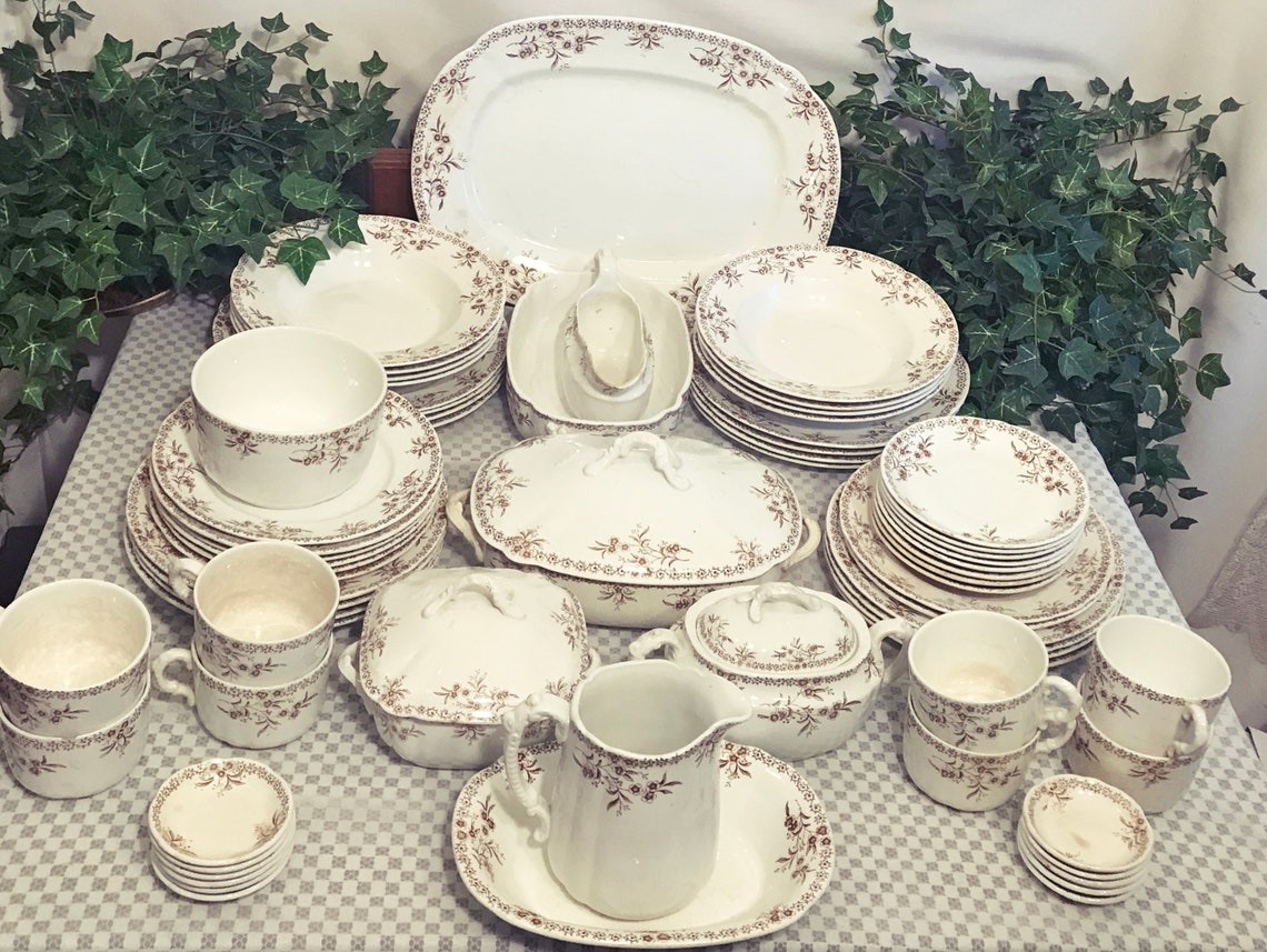 20's Antique Fine China Dinnerware Set for 8 by Bishop - Etsy