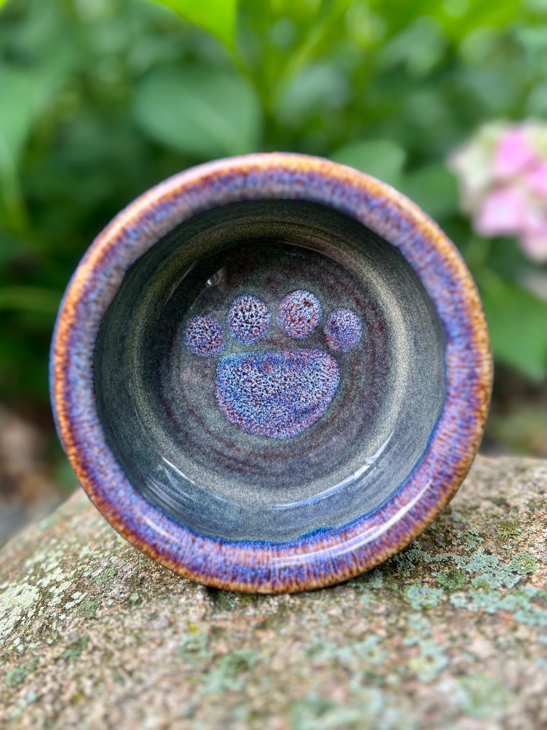 Handmade Ceramic Dog Bowl: Small Pet Dish With Paw Print - Etsy