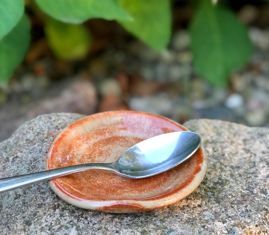 Handmade Stoneware Ceramic Spoon Rest - Rusty Brown Glaze - Etsy