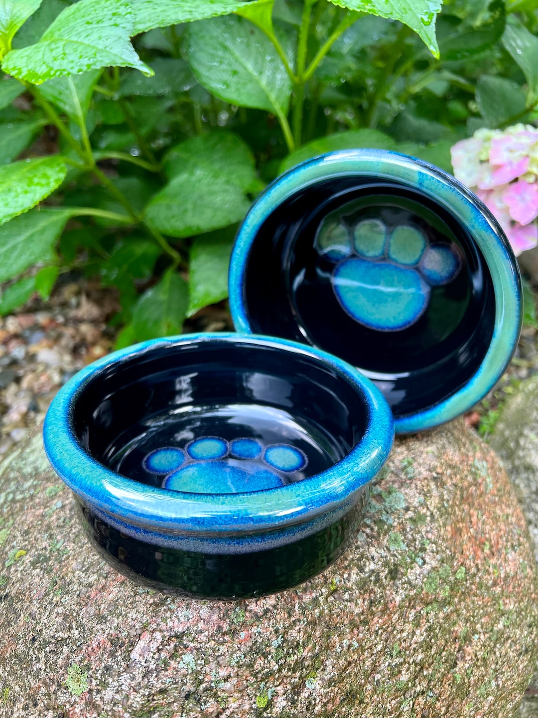 Ceramic Dog Dishes, Small, Set of 2 Bowls, Pet Dishes, Dog Bowls, Paw ...