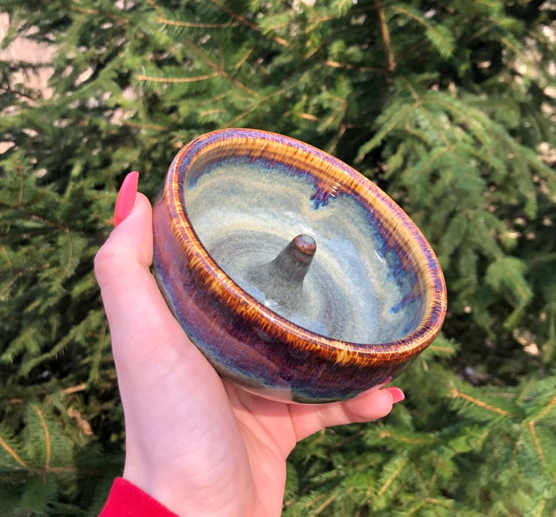 Handmade Ceramic Apple Baker: Stone Grey With Purple Blue Swirl - Etsy