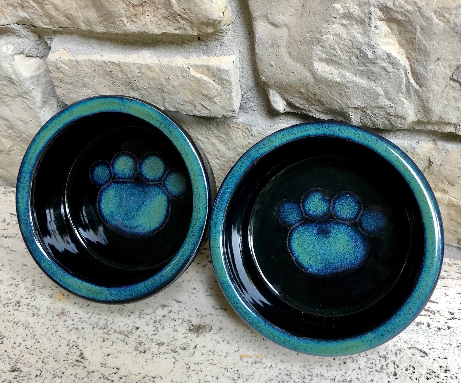 Ceramic Dog Dishes Small Set of 2 Bowls Pet Dishes Dog - Etsy