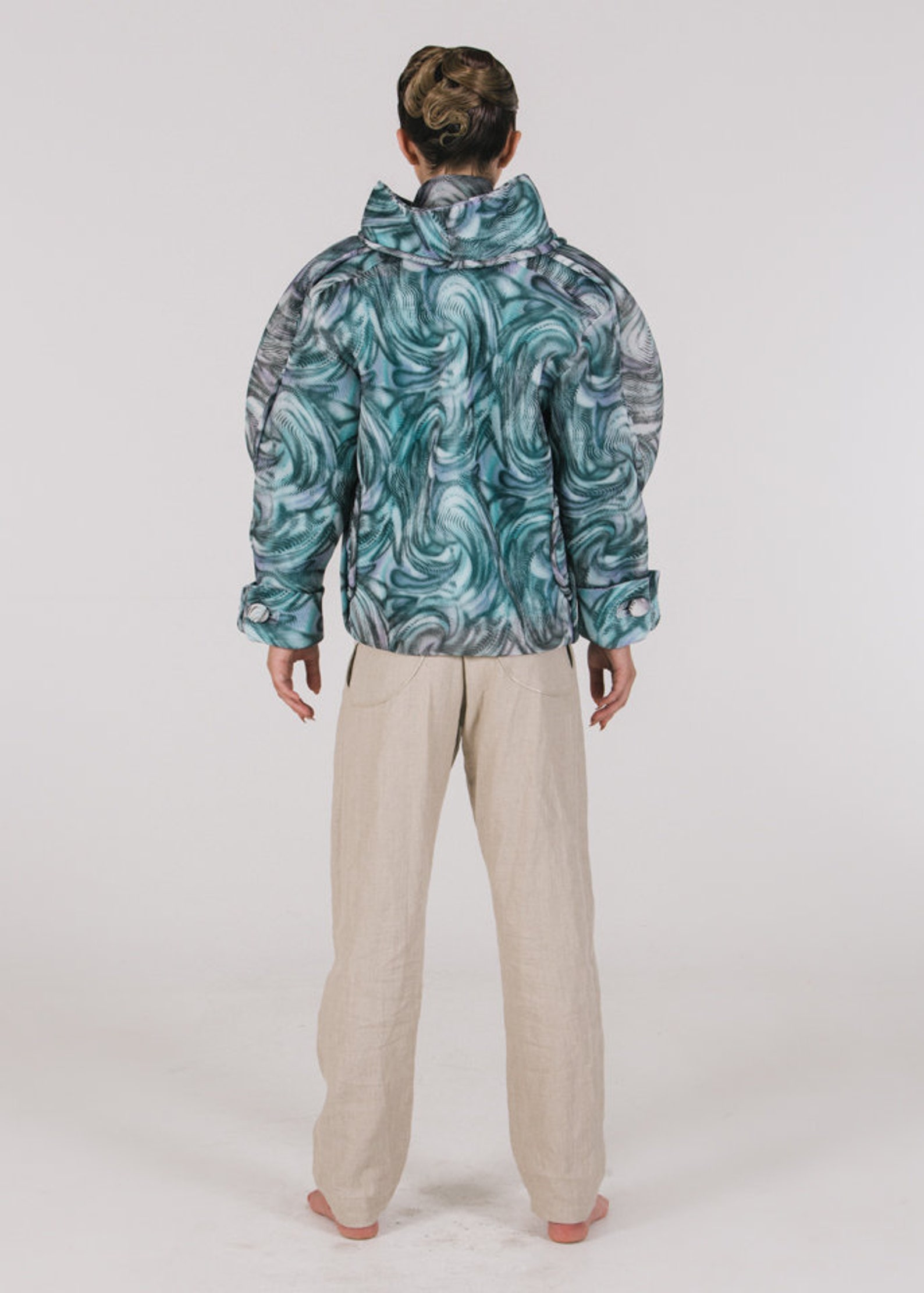 Grey and Aquatic Wonder Mesh Jacket Avant-garde Futuristic Sculptural ...