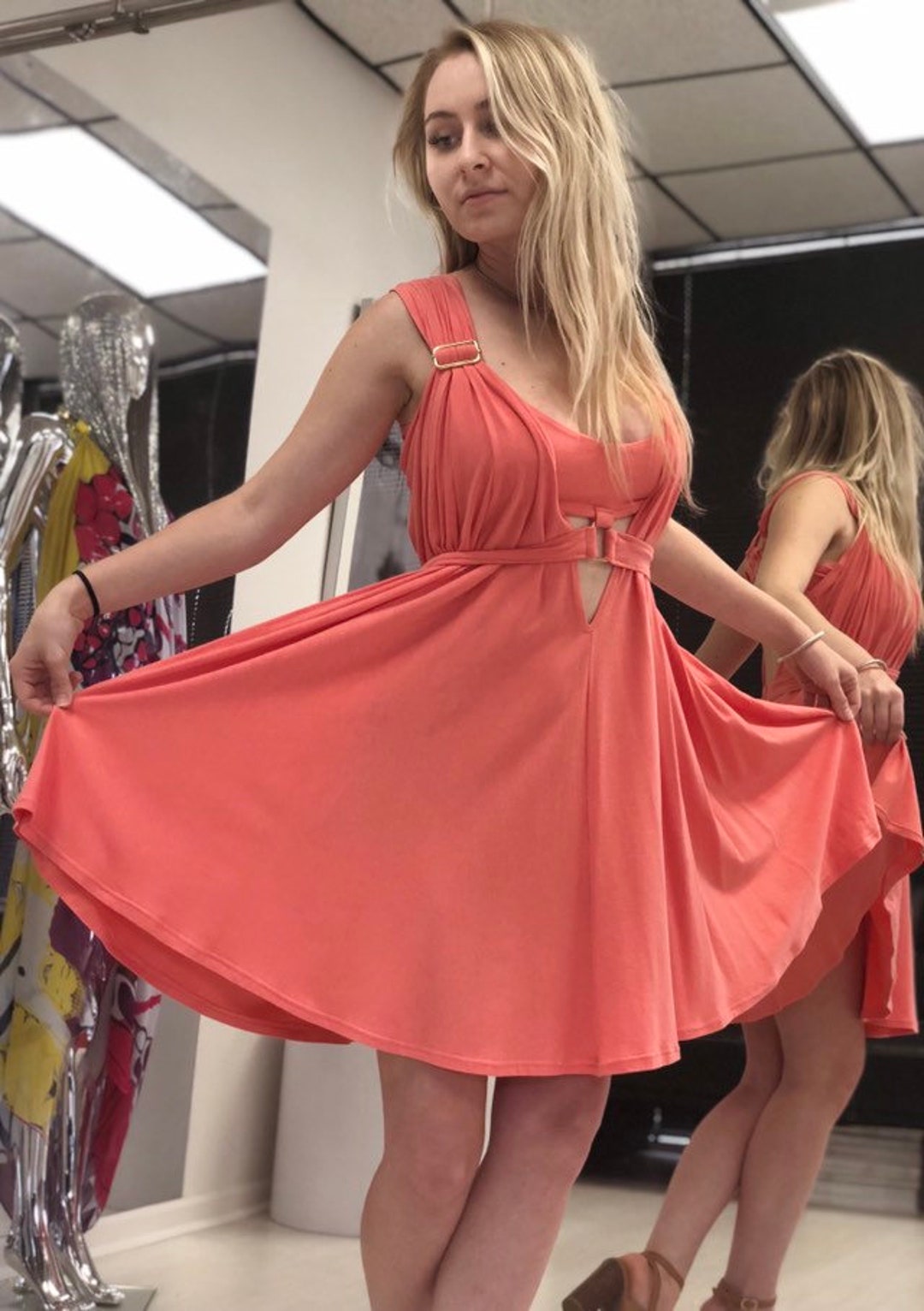 Coral Bamboo Mini Dress - Etsy