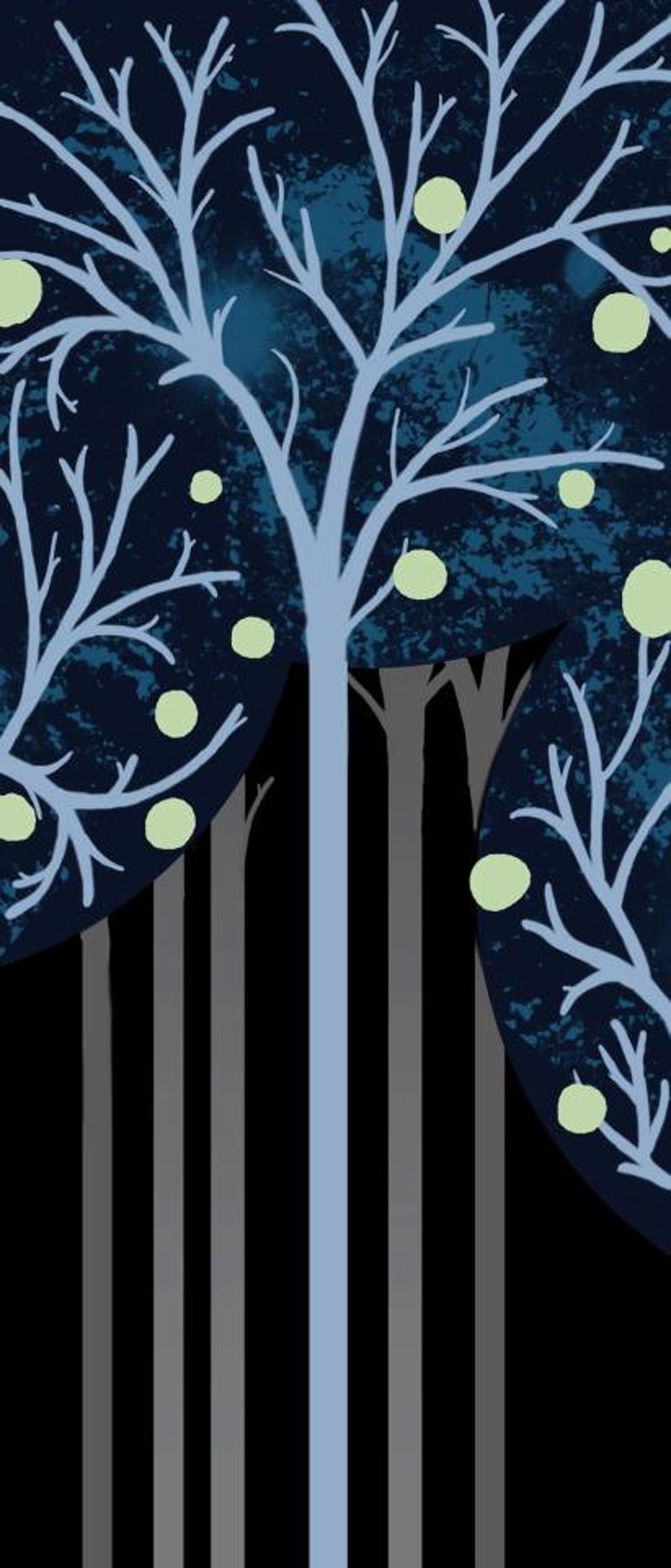 Night Forrest Pattern Organic Bamboo Scarf Minimalist Handmade Gift - Etsy