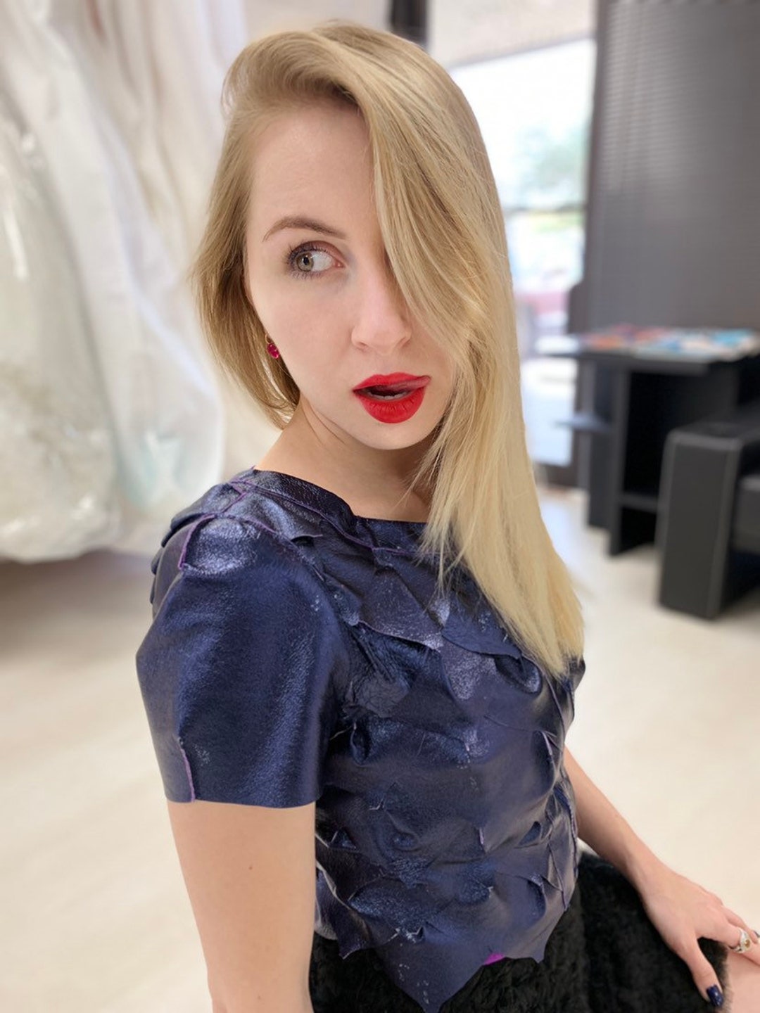 Avatar Leather "fish Scales" Blue Jacket Avant-garde. Sculptural 3-D ...